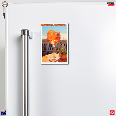 Retro Aperol Spritz Postcard Magnet -Custom Cut Fridge Laptop Magnet ...