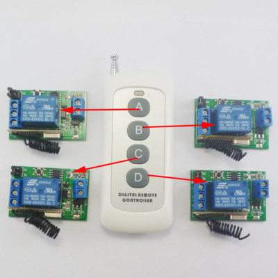 5V 433MHz RF Delay Timer Wireless 1 pcs 4 buttons Remote control 4 pcs ...