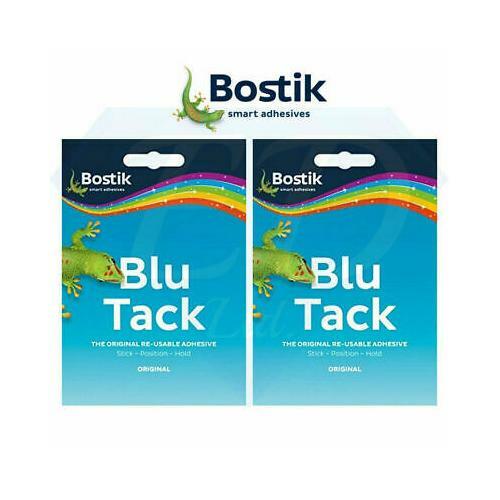 2 x Bostik Blu Tack Original Blue Sticky Reusable Tac Economy Handy ...