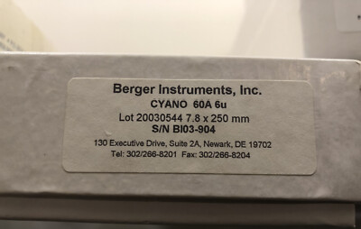 Princeton/Berger SFC/HPLC Semi Prep CN Column 60A 6 um PN: BI03-904 ...