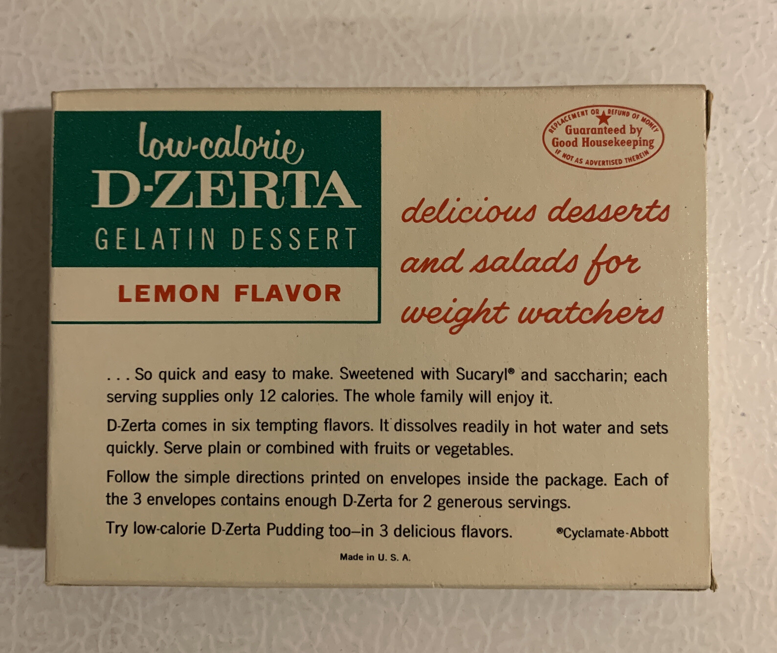 1960's Vintage Unopened Box D-ZERTA Dietary Lemon Gelatin Jello Full ...