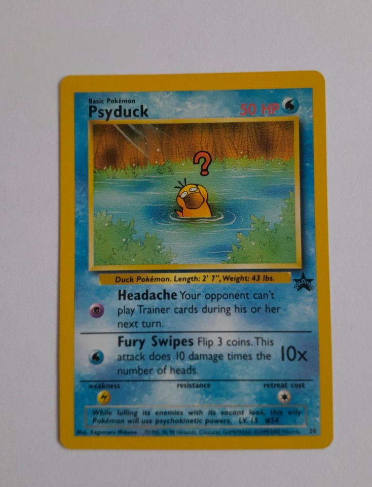 Vintage Pokemon Psyduck Black Star Promo No 20 Card World Championship ...