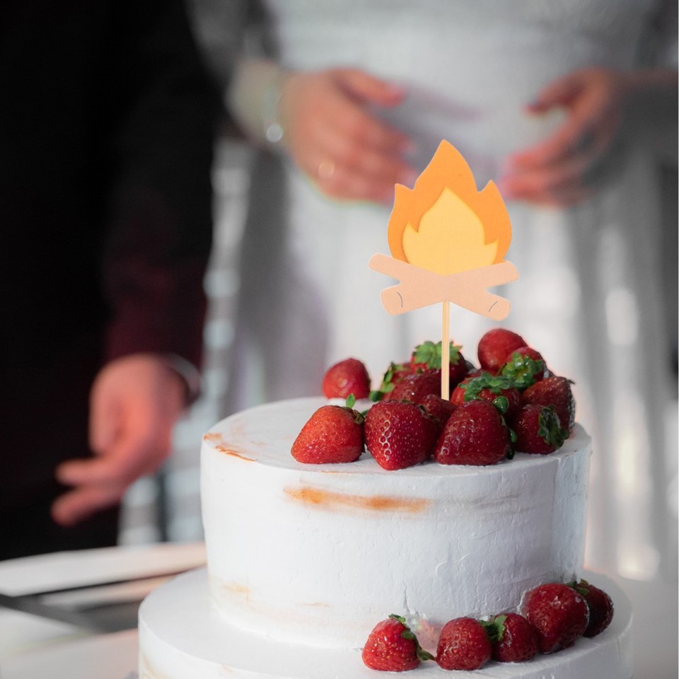 100pcs Flame Cake Topper, Fire Cupcake Topper Campfire Cake Dessert ...