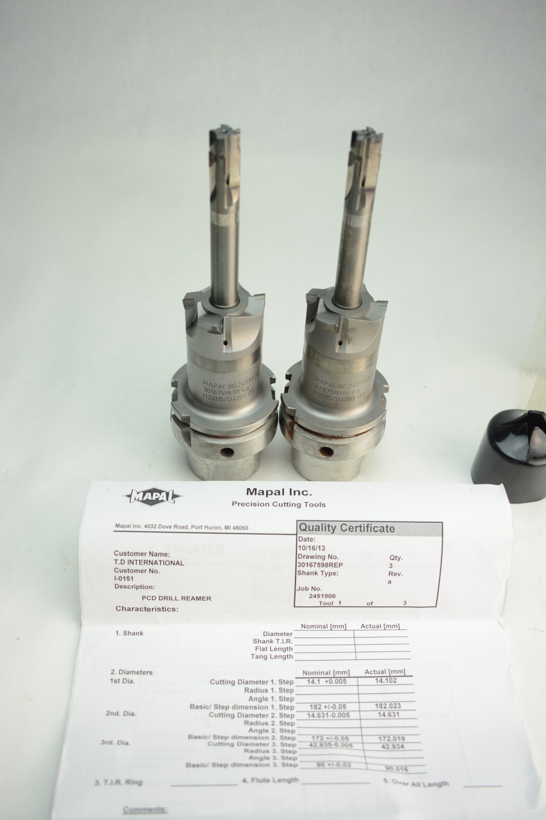 Lot 2pc Mapal 30167598 step Reamer Chamfer Tool PCD Boring Tool HSK63 ...