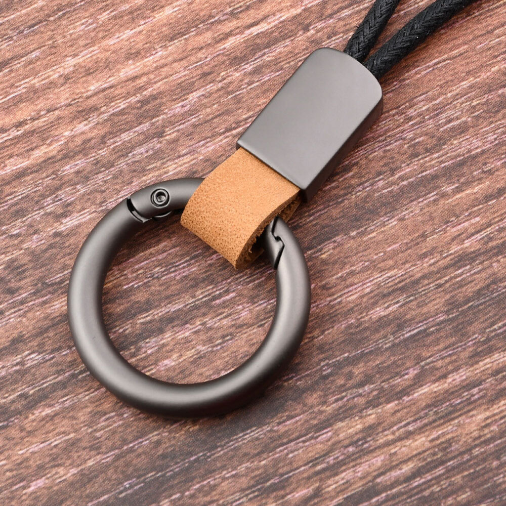 Genuine Leather Keychain Lanyard Keyring Holder Cover Car Keyring ...
