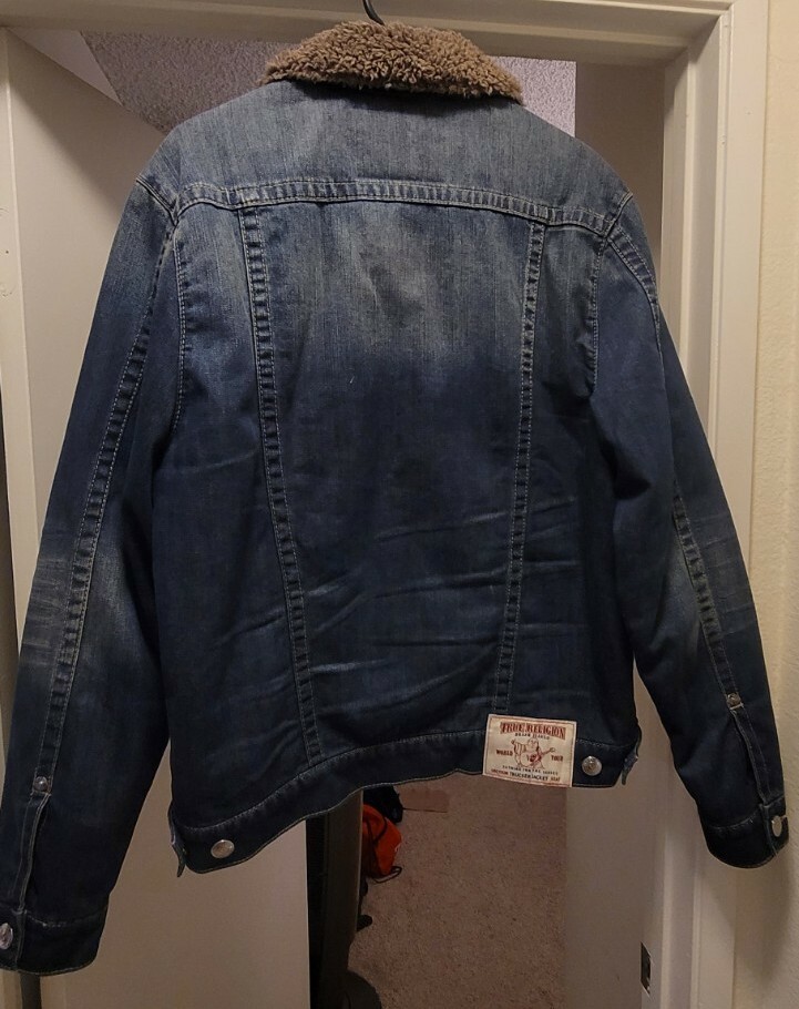 True Religion Trucker Jacket Denim Sherpa XL Mens World Tour | eBay