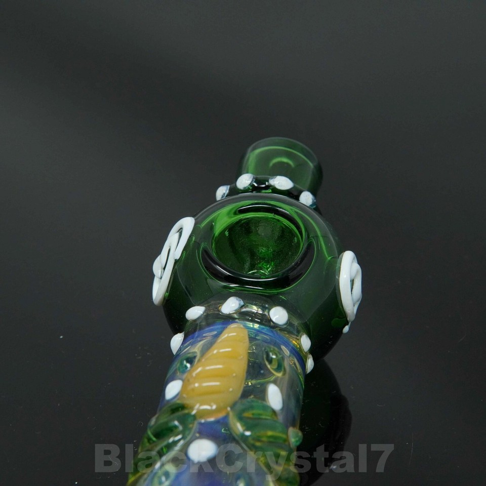 8" Handmade Green Gecko Tribal Steam Roller Tobacco Smoking Bowl Glass ...