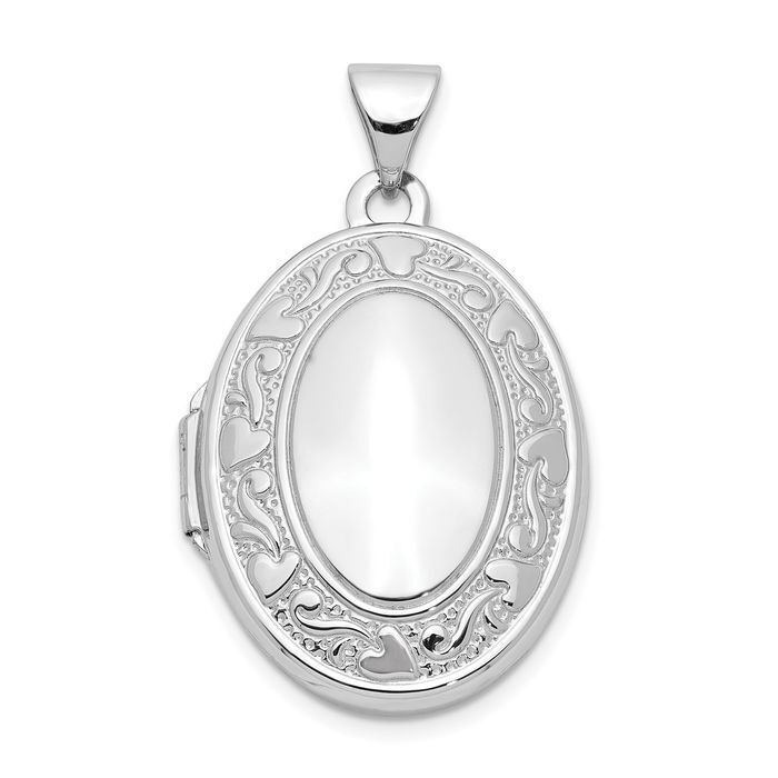 14K Solid White Gold Heart Oval Photo Locket Necklace | eBay