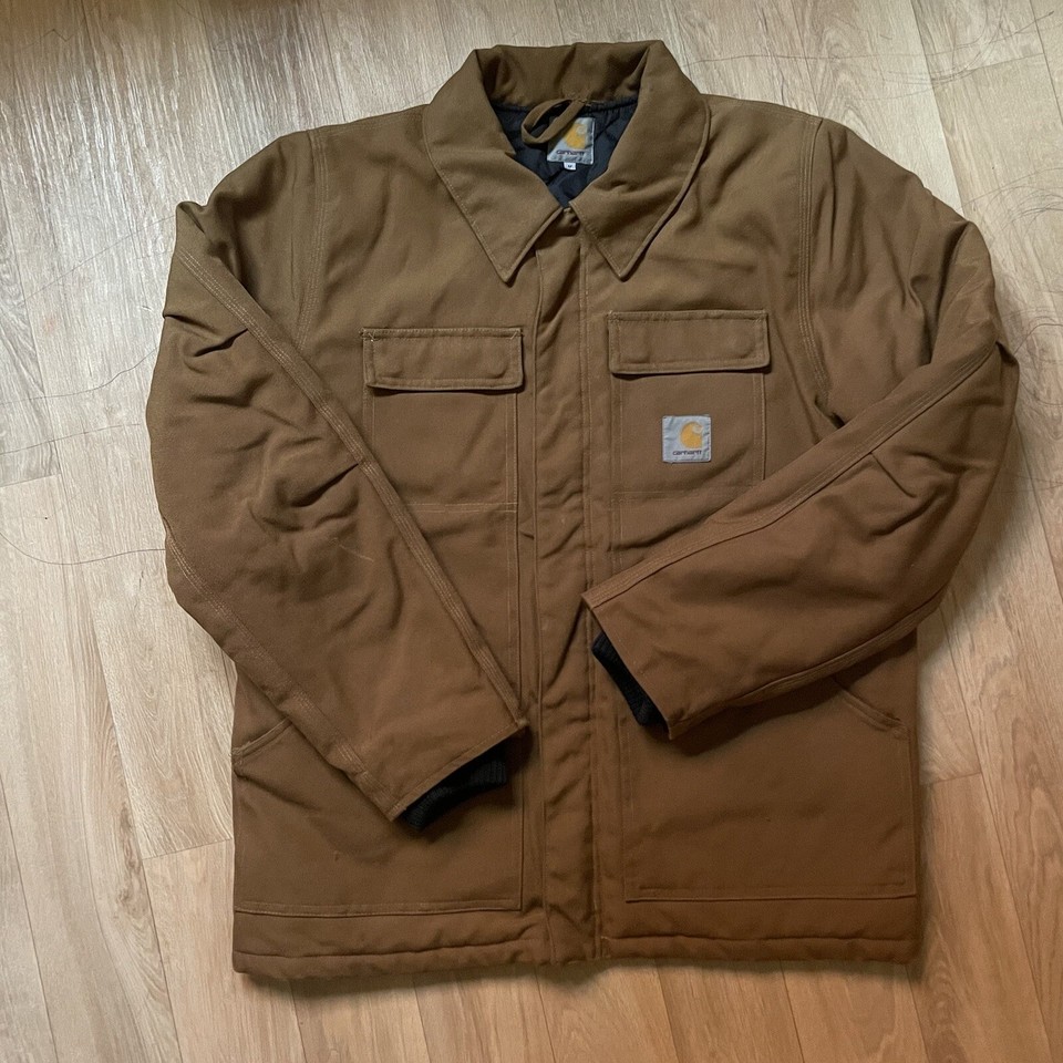 VINTAGE Carhartt winter jacket denim overcoat Chore arctic brown men's ...