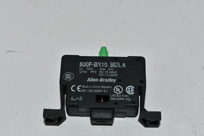 NEW Allen Bradley 800F-BX10 800F PB, 22mm Contact Block, Standard ...