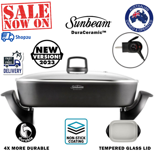 Sunbeam Electric Frypan DuraCeramic Non Stick 2400w Cooking Pan Kitchen ...