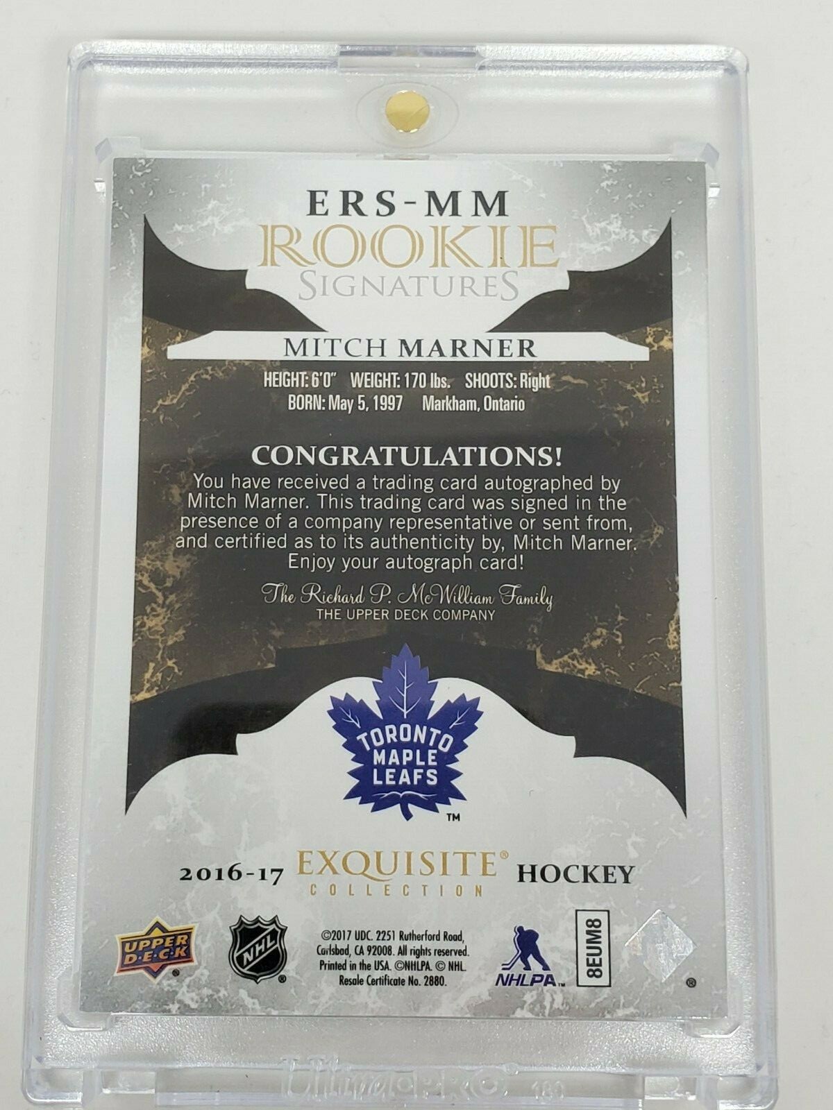 2016 Exquisite Collection Rookie Signatures Mitch Marner /10 | eBay