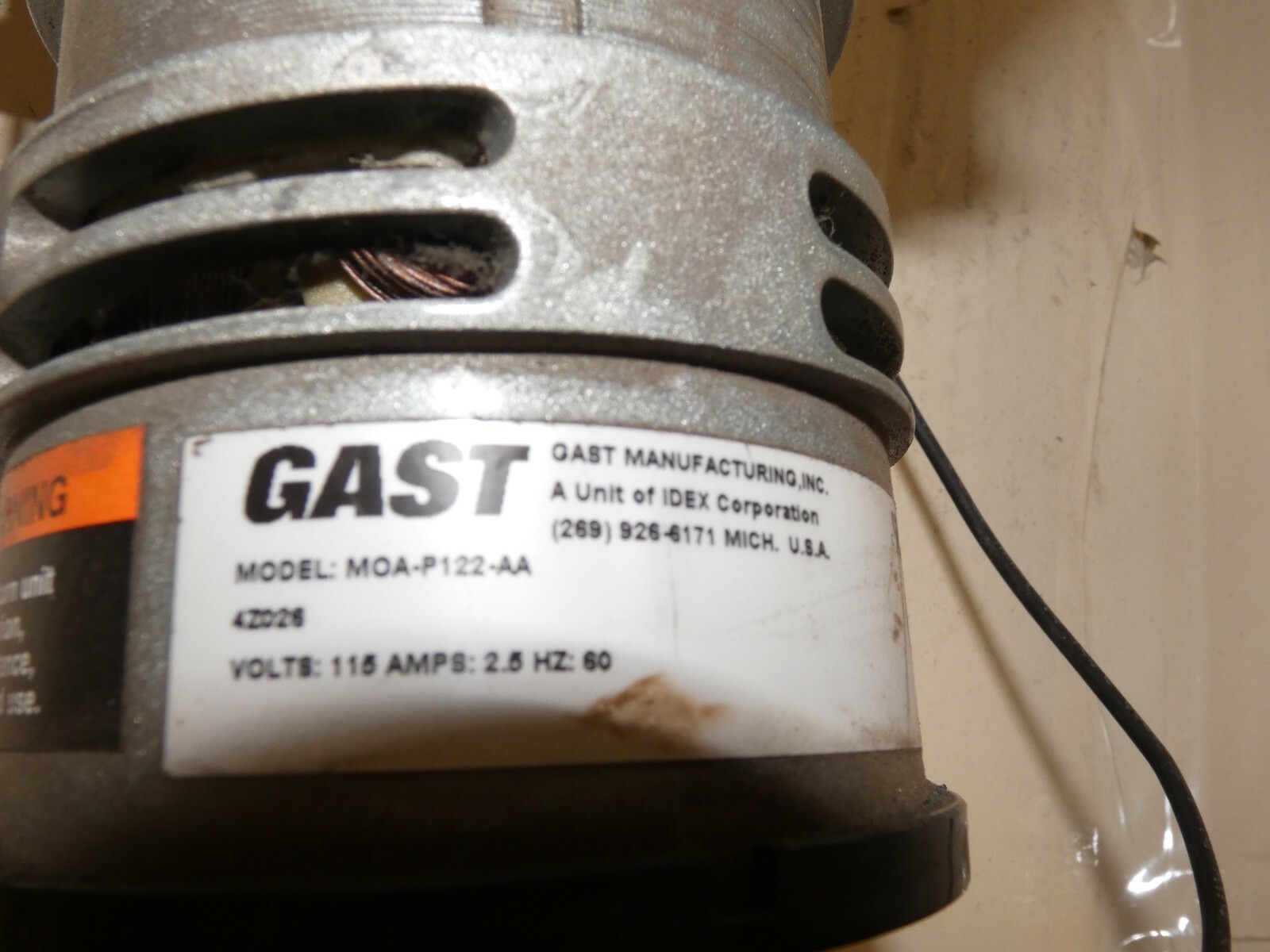 Gast Moa-p122-aa Compressor Vacuum Diaphragm Pump 60 Hz 115v for sale ...