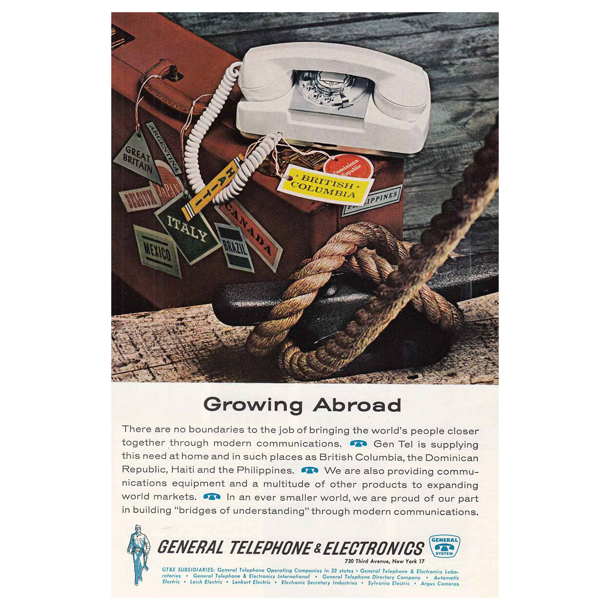 1962 General Telephone: Growing Abroad Vintage Print Ad | eBay