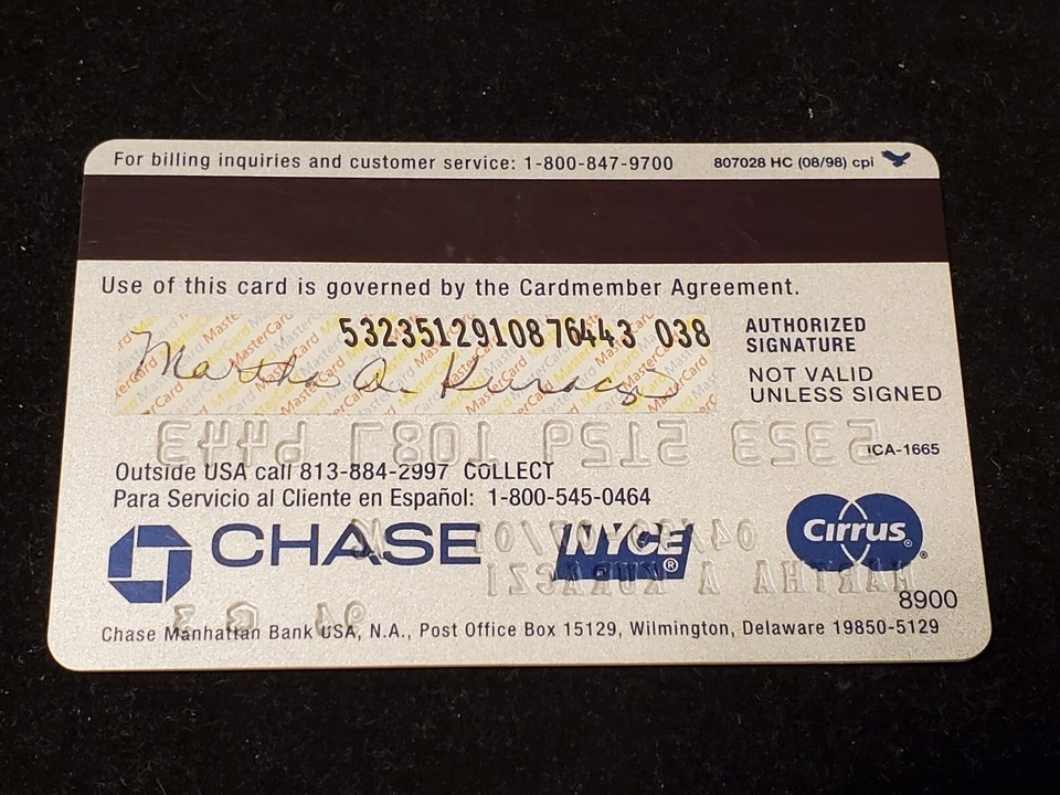 Chase Mastercard ~ Credit Card ~ exp 2001~ our item # cc2104 | eBay