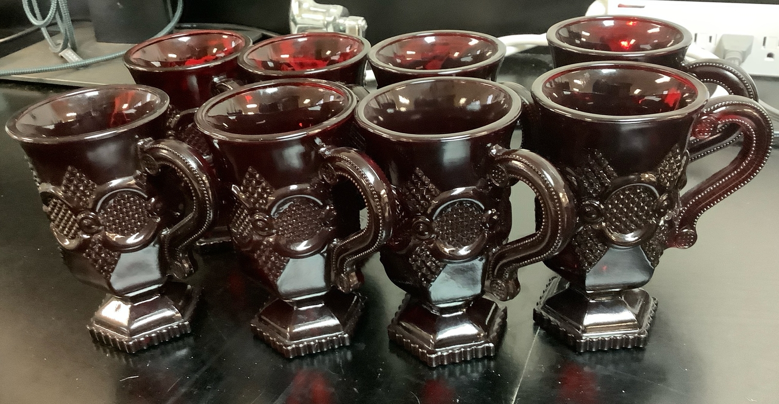 13 Piece Avon 1876 Cape Cod Ruby Red Glass Charisma Cologne Houseware ...