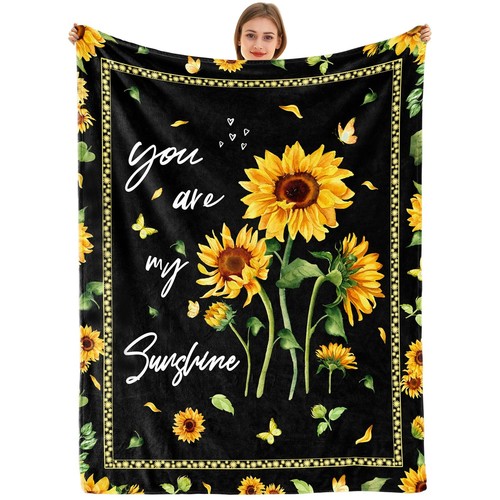 Sunflower Flannel Fleece Throw Blanket Gift for Girl Women Throw ...