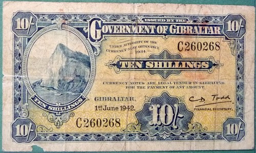 GIBRALTAR 10 SHILLINGS NOTE FROM 01.06. 1942 ISSUE , P14 | eBay