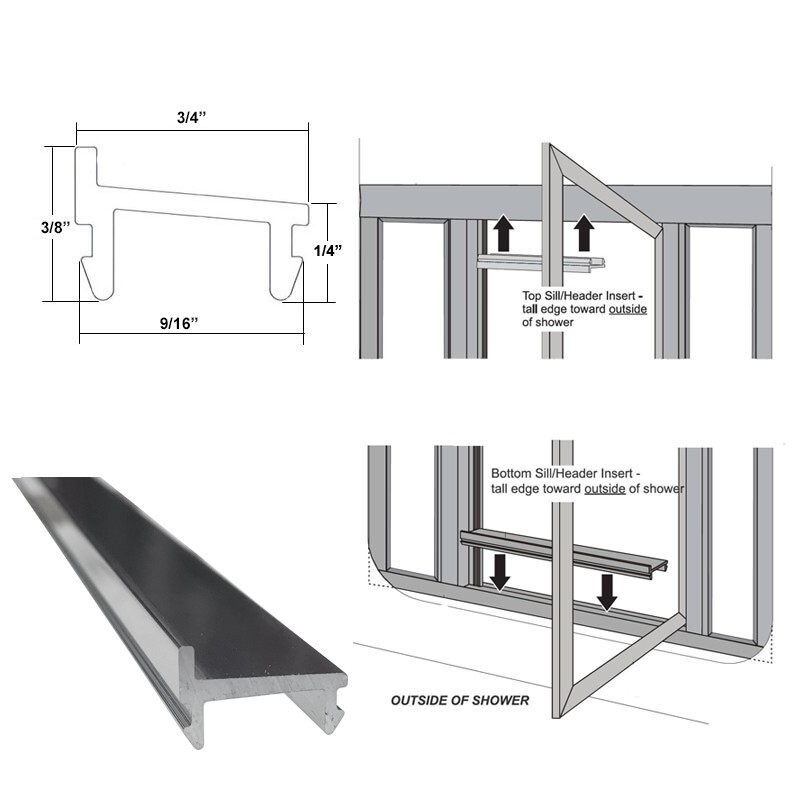 Framed Shower Door Snap-in Bottom Sill or Header Insert - 36 in long | eBay