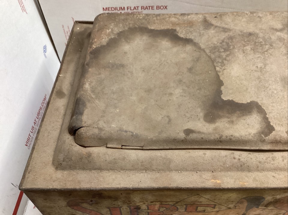 Antique Sure Shot Tin Tobacco advertising Cigar Humidor Primitive ...