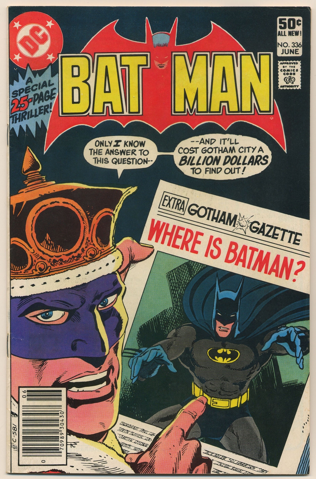 Batman 336 VF/NM 9.0 DC 1981 Monarch of Menace Jim Aparo | eBay