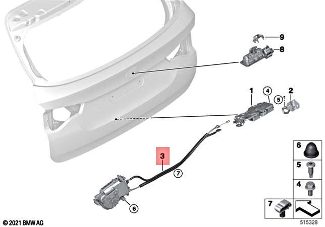 Genuine BMW M5 X3 F90 G01 G08 G30 G38 Trunk Lid Power Lock Drive ...