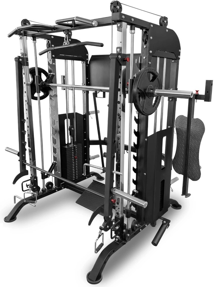 French Fitness FSR90 Functional Trainer Smith & Squat Rack Machine (New ...