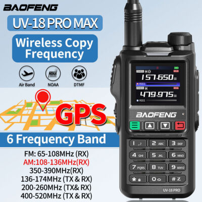 BaoFeng UV-18 Pro Max GPS Walkie Talkies Long Range Air Band Tow Way ...