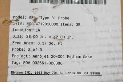 EBTRON GP1 TYPE B 28" X 42" PROBE AIR FLOW MEASUREMENT SYSTEM INSERTION ...