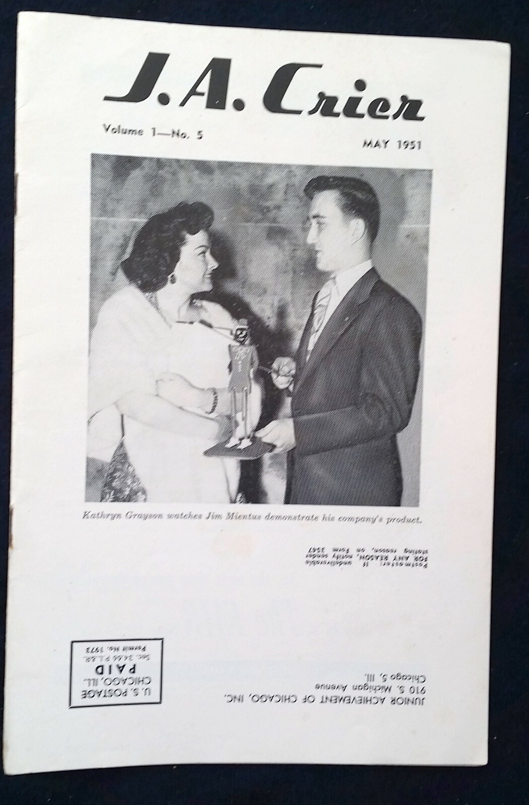Junior Achievement "J A Crier" Vol 1 Issue 5 Johnny Desmond Joy ...