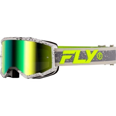 Fly Racing Dark Grey/Hi-Vis Zone Goggles w/Iridescent Green Mirror Lens ...