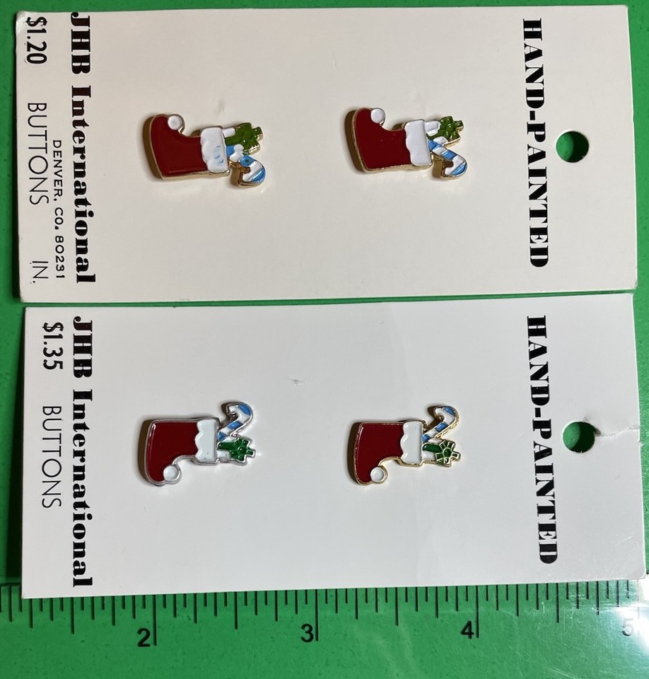 (4) JHB RED STOCKING w/CANDY CANE ALUMINUM REVERSE IMAGE CHRISTMAS ...