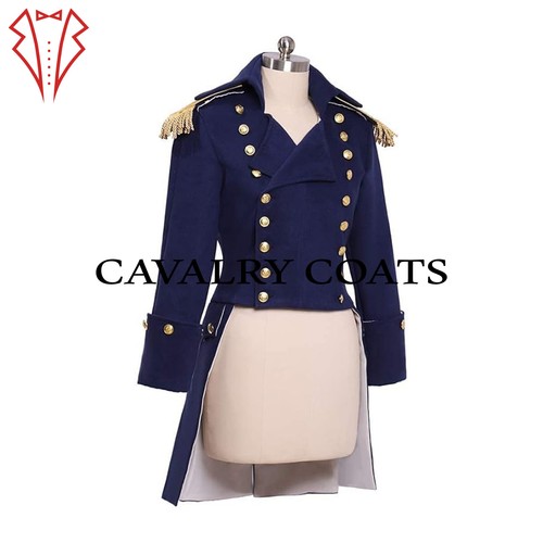 New Men 18th Century Navy Blue Wool Coat Colonial Military Jacket ...