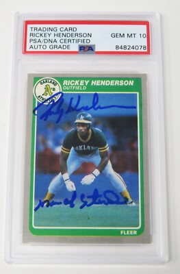 Rickey Henderson A's HOF Signed Autograph 1985 Fleer Card # 425 PSA 10 ...