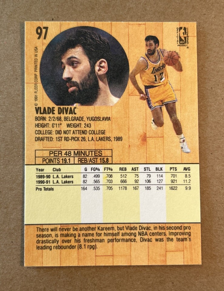 1991-92 Fleer #97 Vlade Divac Basketball Card | eBay