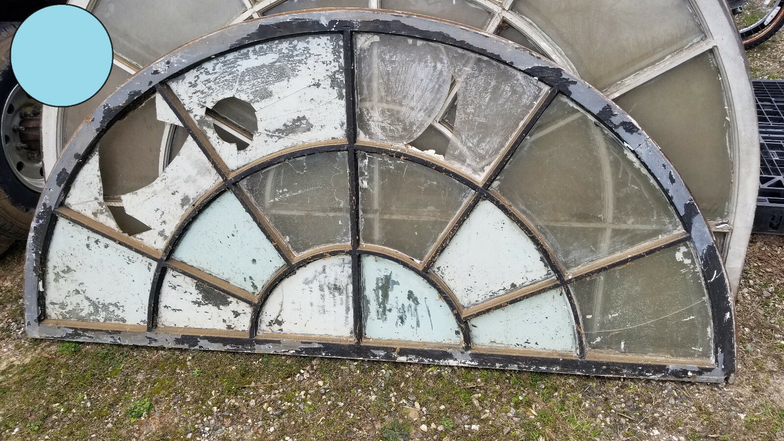 Three Vintage Large Half Round Windows / Sashes - More Photos Below | eBay
