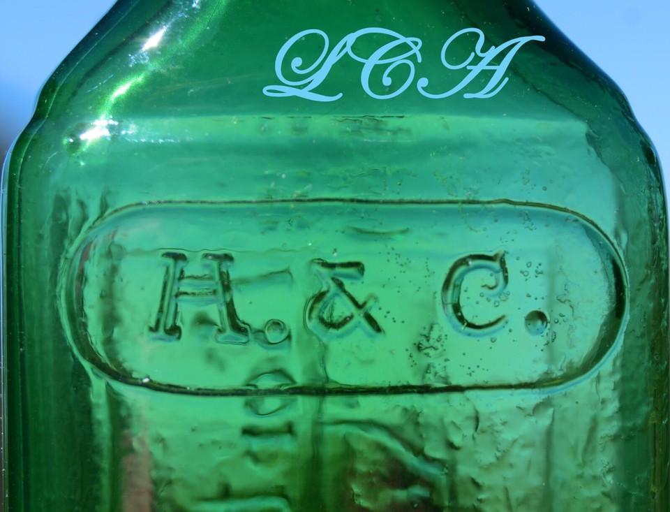 Antique HORTON CONVERSE Los Angeles Cal PRISTINE GREEN pharmacy bottle ...