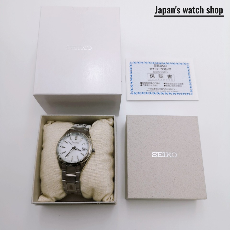 SEIKO Selection SBTM337 Pearl White Titanium Radio Solar Men's Watch ...
