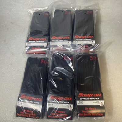 BLACK Snap-on Tools Large (Size 7-12) Crew Socks Made In The USA **6 ...