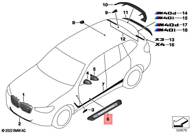 Genuine BMW X3 M X4 F97 F98 G01 G02 Sill Trim Carbon M PERFORMANCE ...