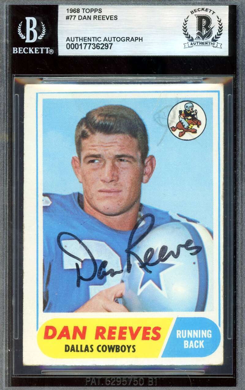 Dan Reeves Beckett BAS Vintage Signed 1968 Topps Rookie Autograph | eBay