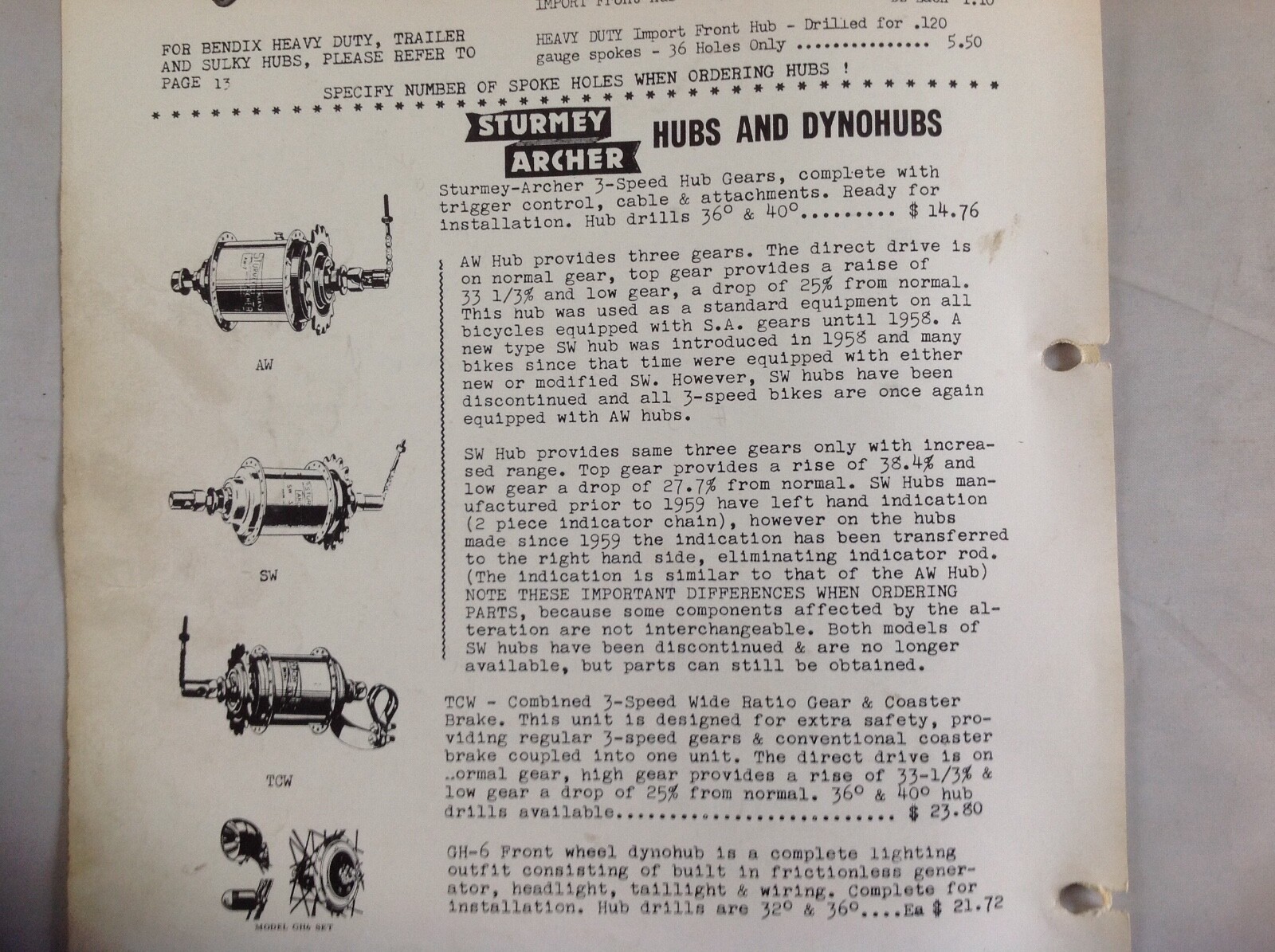 Vintage Rare 1958 Sturmey Archer (SW) 3 Speed 40 Hole Hub Shell | eBay