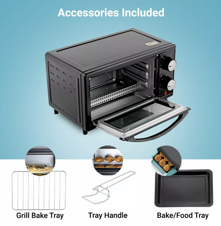 9L Mini Oven & Grill Countertop Electric Grill Bake Roast 650W 9L Black ...