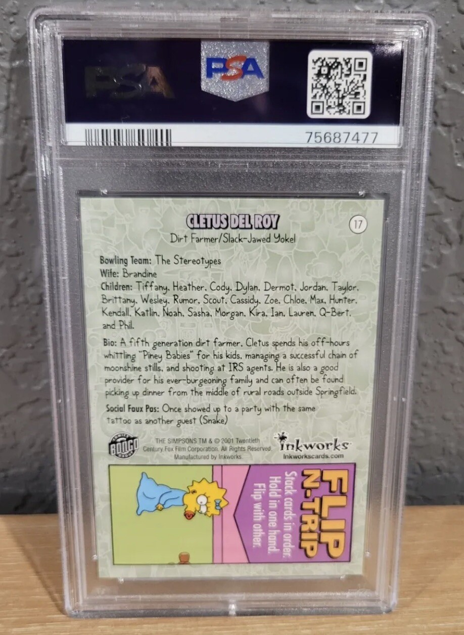 2001 Inkworks Simpsons Mania! #17 Cleetus Del Roy PSA 10 GEM MINT | eBay