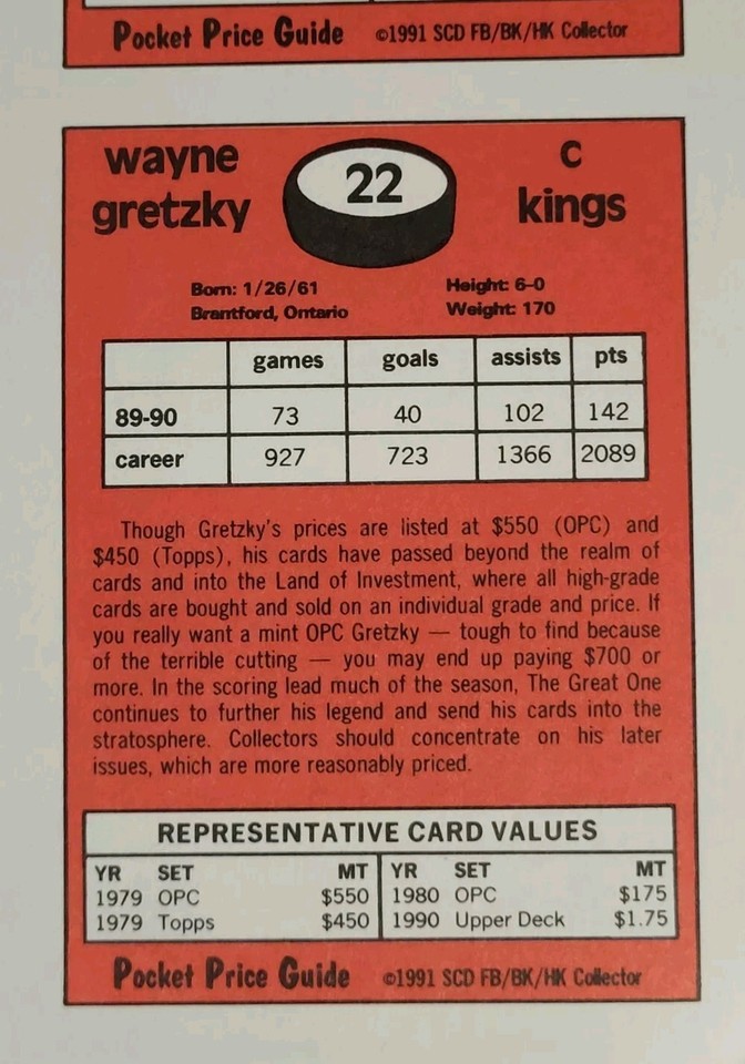 1990 & 1991 Lot Of 22 Pocket Price Guide Cards On 7 Uncut Card Panels ...