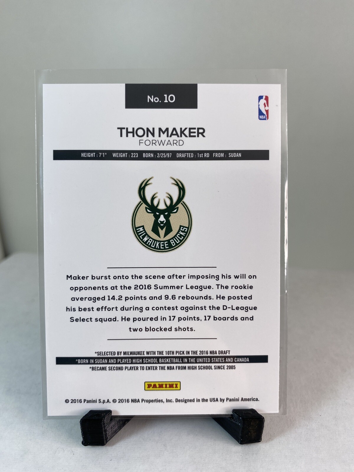 2016-17 Thon Maker Panini Hoops Rookie RC #270 NBA Basketball Card ...