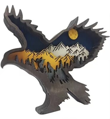 Eagle MultiLayer Wood with Mountain Scene Home Decor | eBay