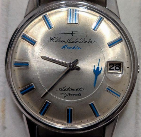 CITIZEN Jet Custom Automatic Watch Vintage Silver Blue Dial Rare Unique ...