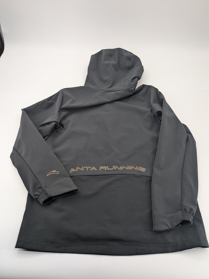 ANTA Running Full Zip Lightweight Running Hoodie Jacket Black Mens 2XL ...