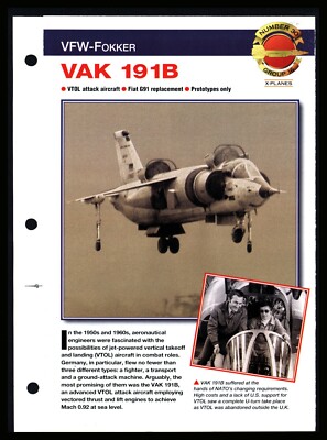 "VAK 191B VFW-FOKKER" Aircraft of World Spec Sheet X-Planes 16.30 | eBay